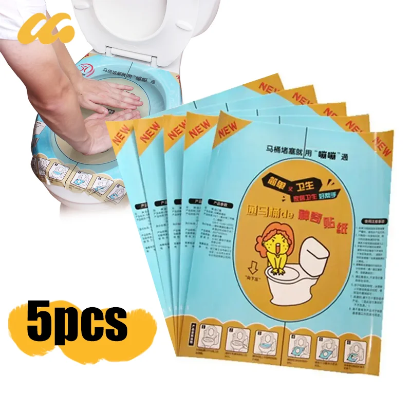 5PCS-Toilet-Unclogging-Sticker-Strong-Disposable-Toilet-Dredger-Toilet ...