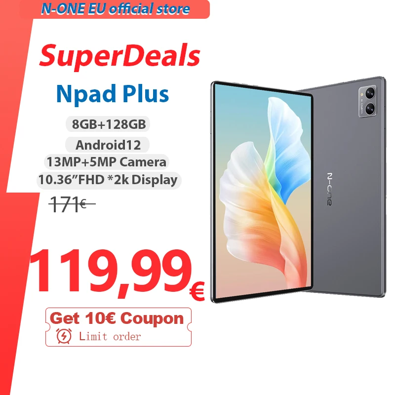 N one NPad Plus, tableta de 10,36 pulgadas, 2000x1200 FHD, IPS, MT8183 ...