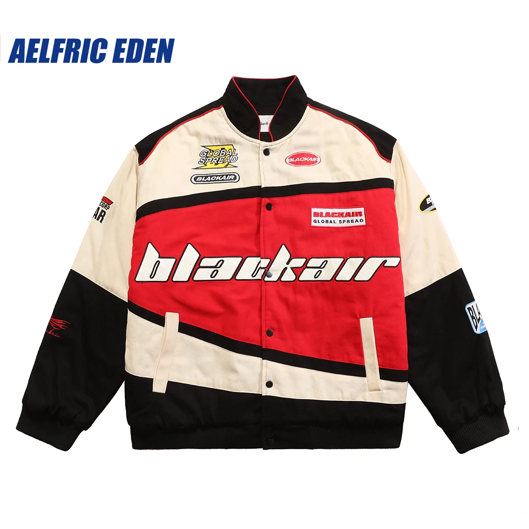 Aelfric Eden Blackair Motosports Jacket Vintage Embrodiery Color Block ...