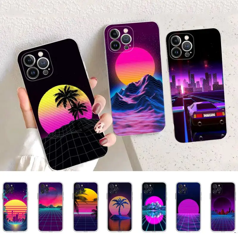 Synthwave-Retro-80s-Neon-Phone-Case-Silicone-Soft-for-iphone-14-13-12 ...