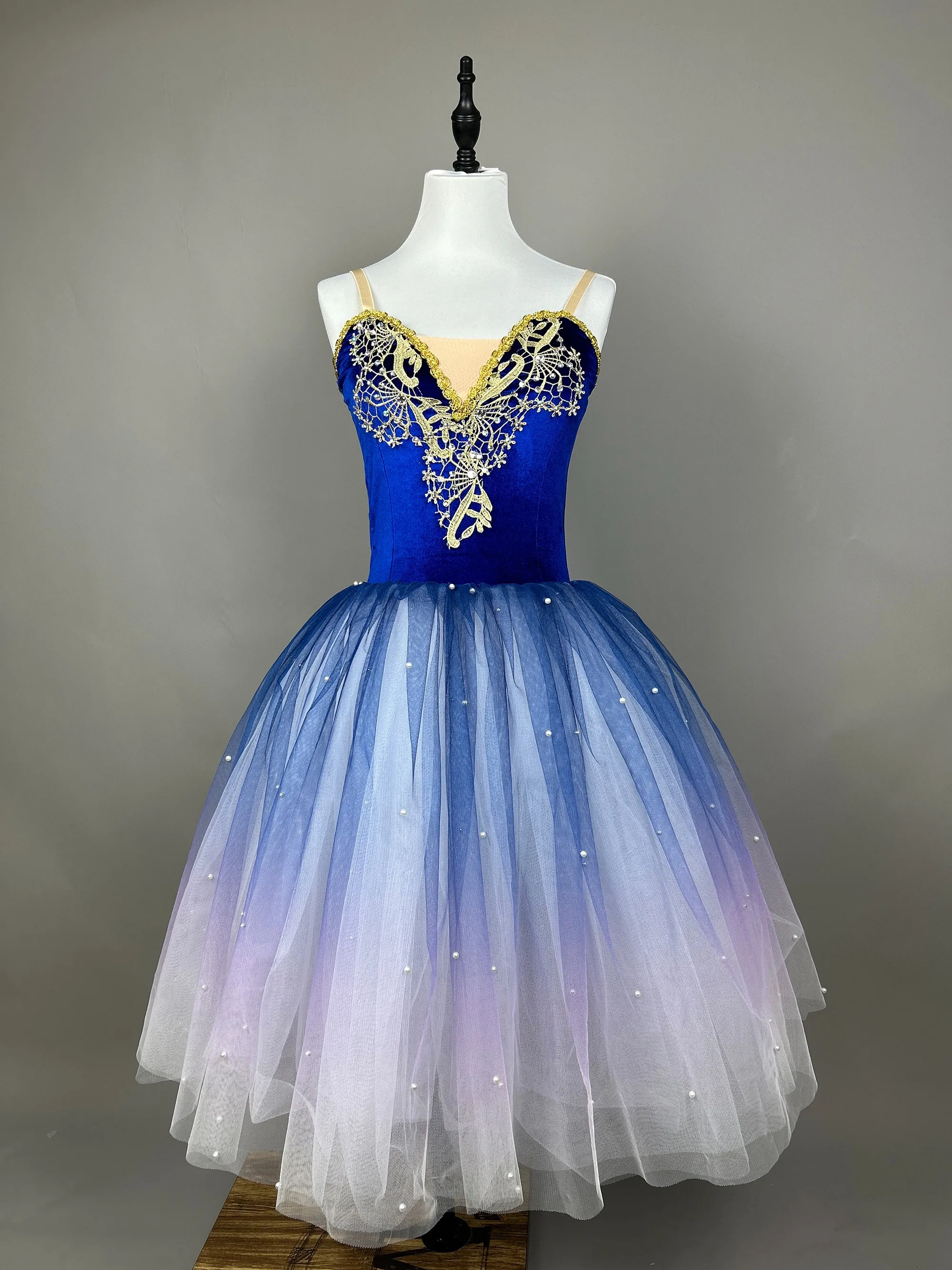 New-Blue-Ballet-Dance-Dress-Girls-Shiny-Gradient-Color-Ballet-Skirt ...