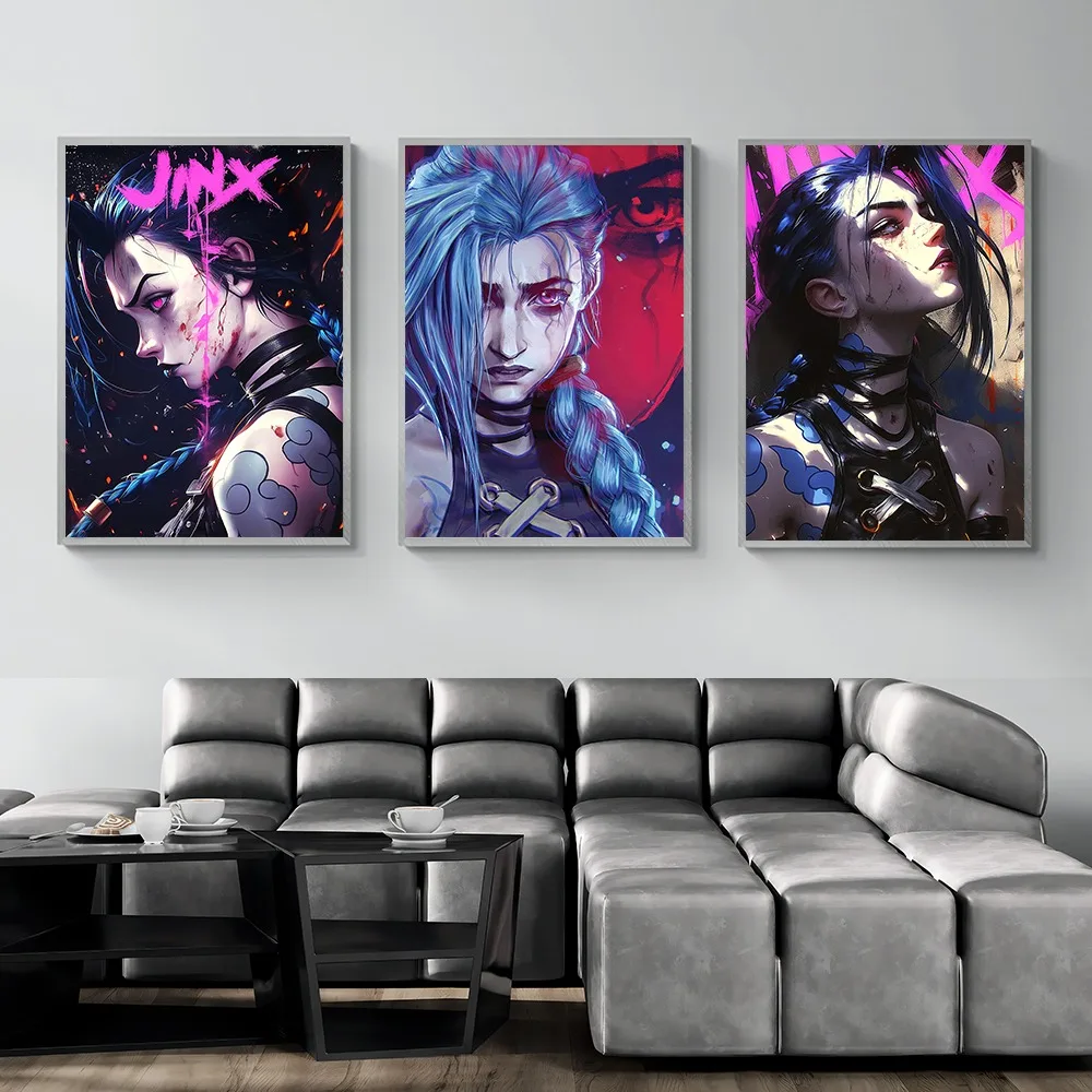 3pcs/set Anime Arcane League of Legends Wall Art Prints Poster Jinx ...