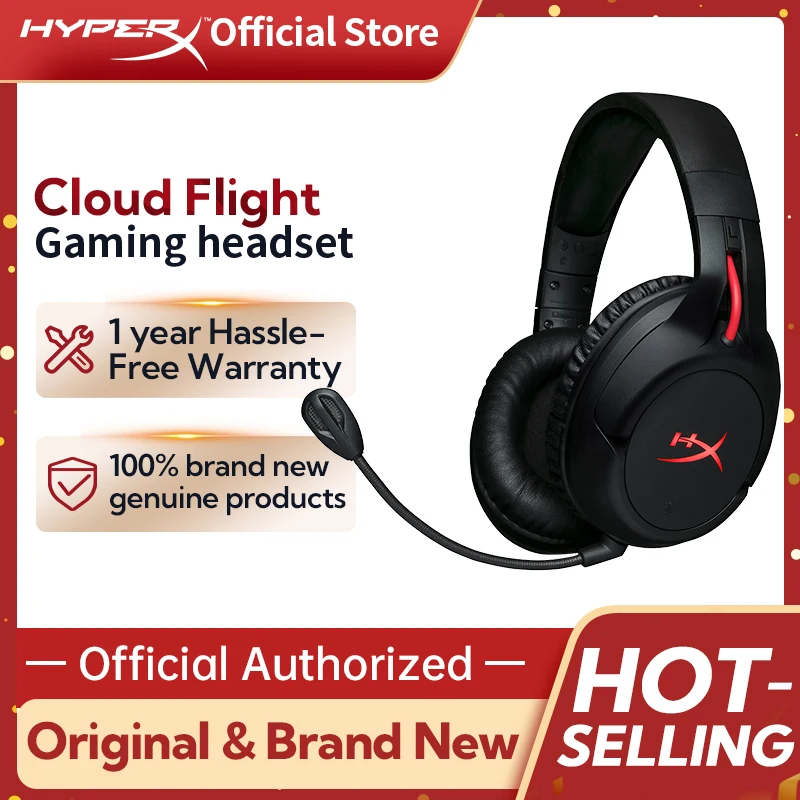 HyperX Cloud Flight Wireless Gaming Headset, Suporte a fones de ouvido, Conexão de áudio com fio ...