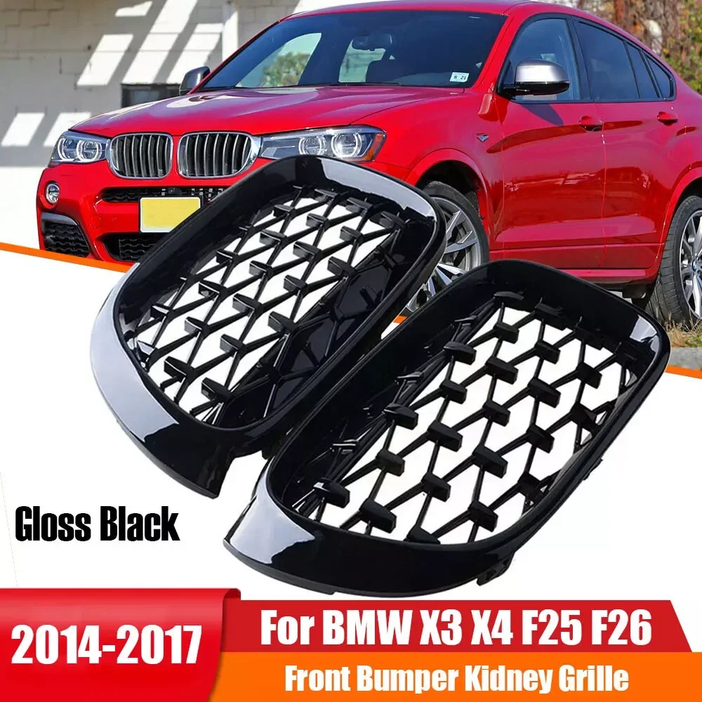 For BMW X3 F25 X4 F26 2014 2015 2016 2017 Diamond Style Car Grille ...
