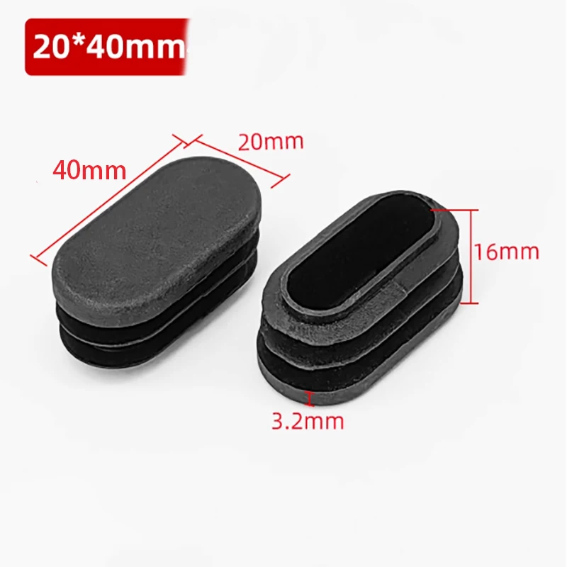 4-100Pcs Black Oval PP Plastic Punched End Cap 10*20mm-50*120mm ...