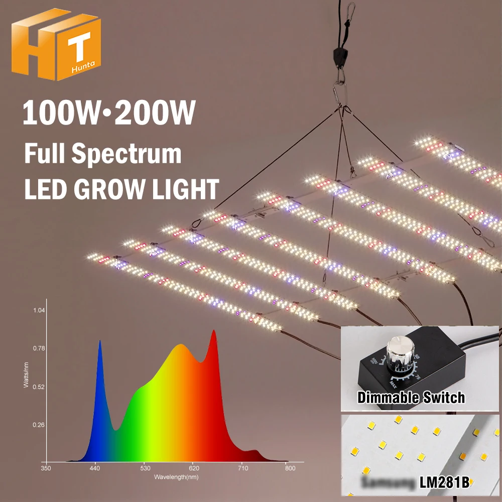 100W 200W Full Spectrum LED Grow Light AC100-277V LM281B For Plants Veg ...
