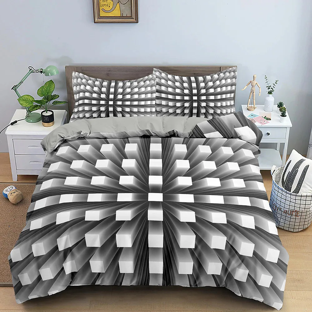 3D-Geometric-Duvet-Cover-King-Queen-SizeThree-dimensional-Bedding ...