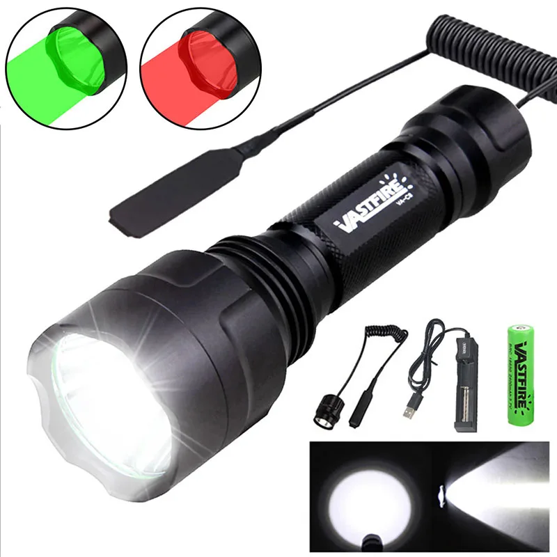 Super-LED-Flashlight-C8-1-Mode-350LM-600-800-Yards-Range-Tactical ...