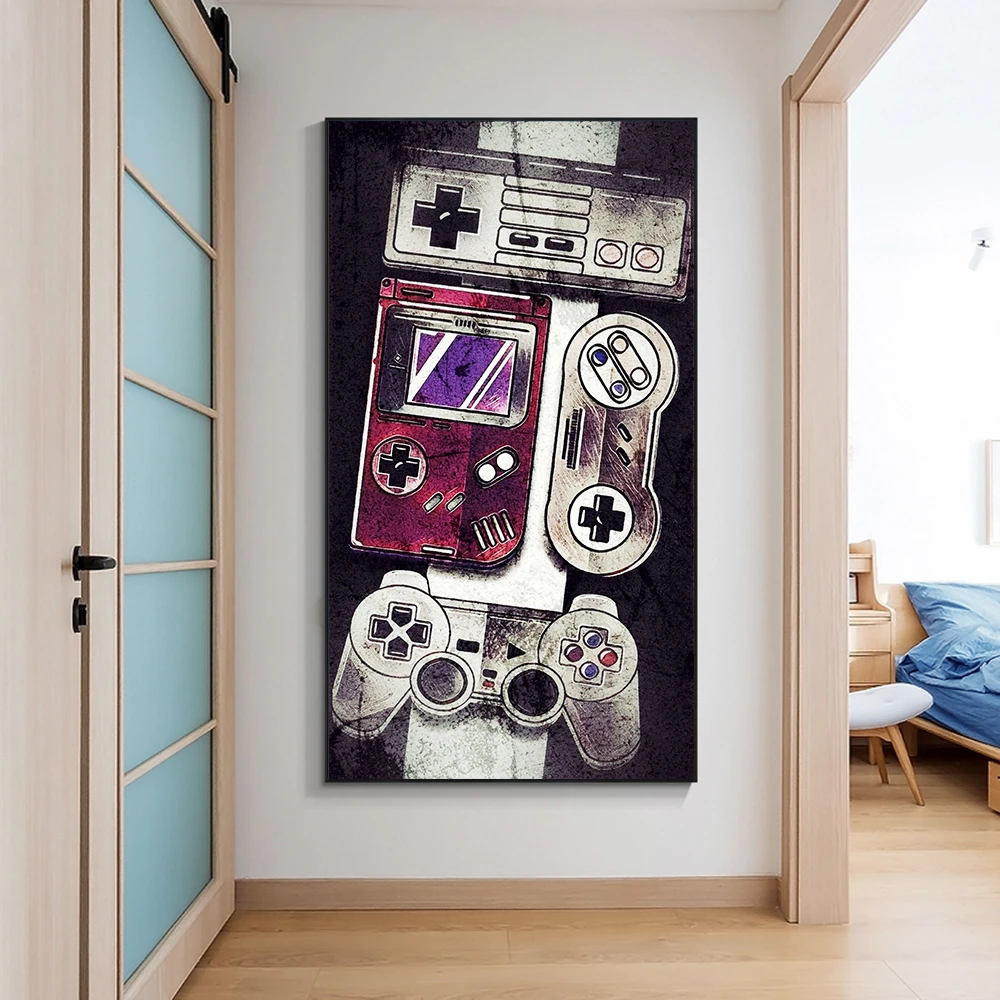 PlayStation Abstract Gamepad Headphones Canvas Paintings Gamer Posters ...