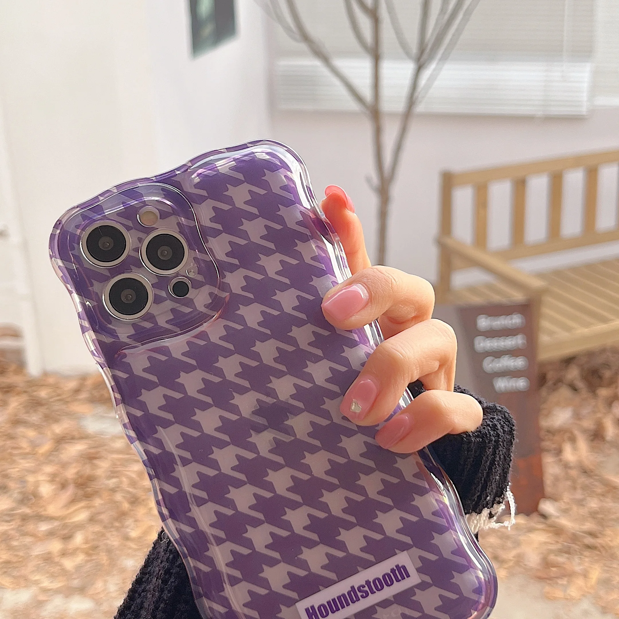 Purple-Houndstooth-Phone-Case-For-Iphone-13ProMax-12-11-13-14-Pro-Max ...
