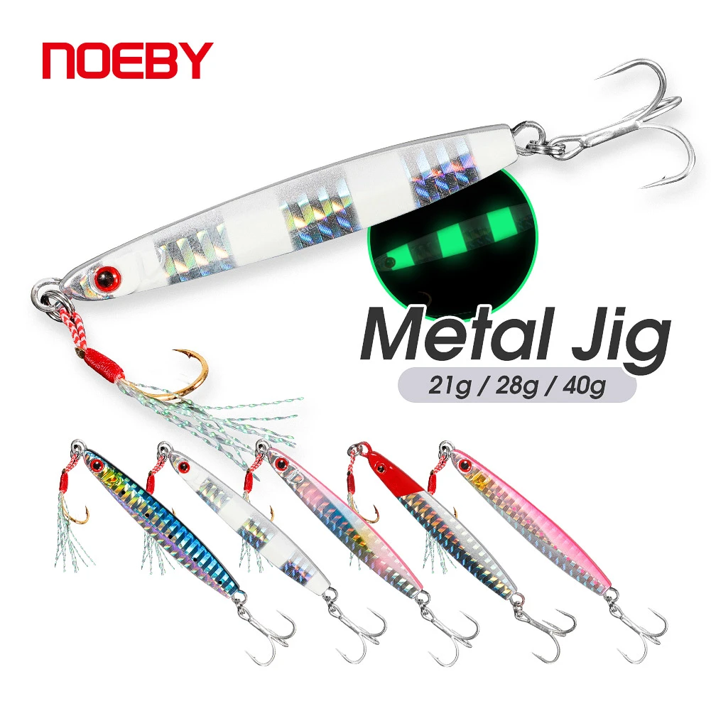 Noeby Metal Jig Fishing Lure Slow Jigging 80 85 95mm 21 28 40g Long Cast Shore Spoon Artificial ...