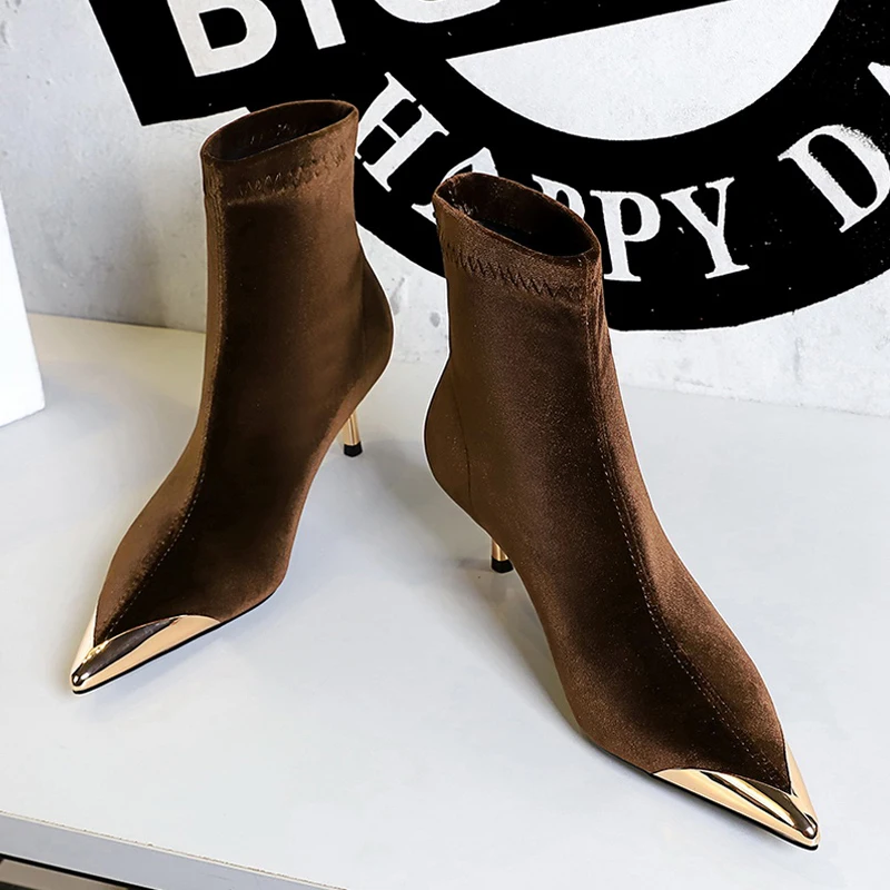 BIGTREE Shoes Metal pointed tip Women Boots Stilettos Heels 5 CM 8 CM ...