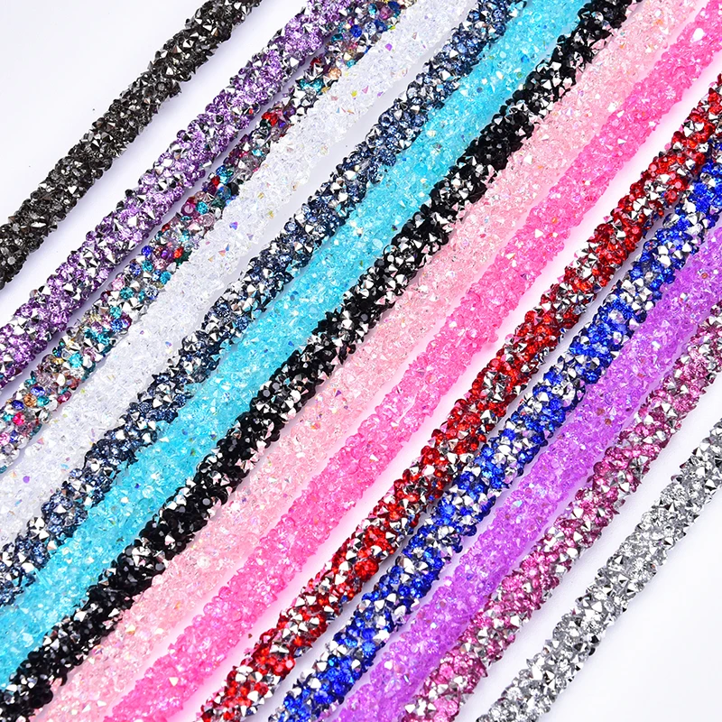 5 Meters Rhinestone Crystal Cord Trim Bridal Applique Resin Tube Rope ...