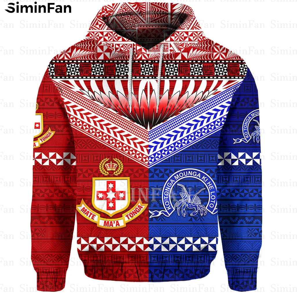 Tonga College Tupou College Blue Red 3D Printed Mens Hoodies Zipper ...