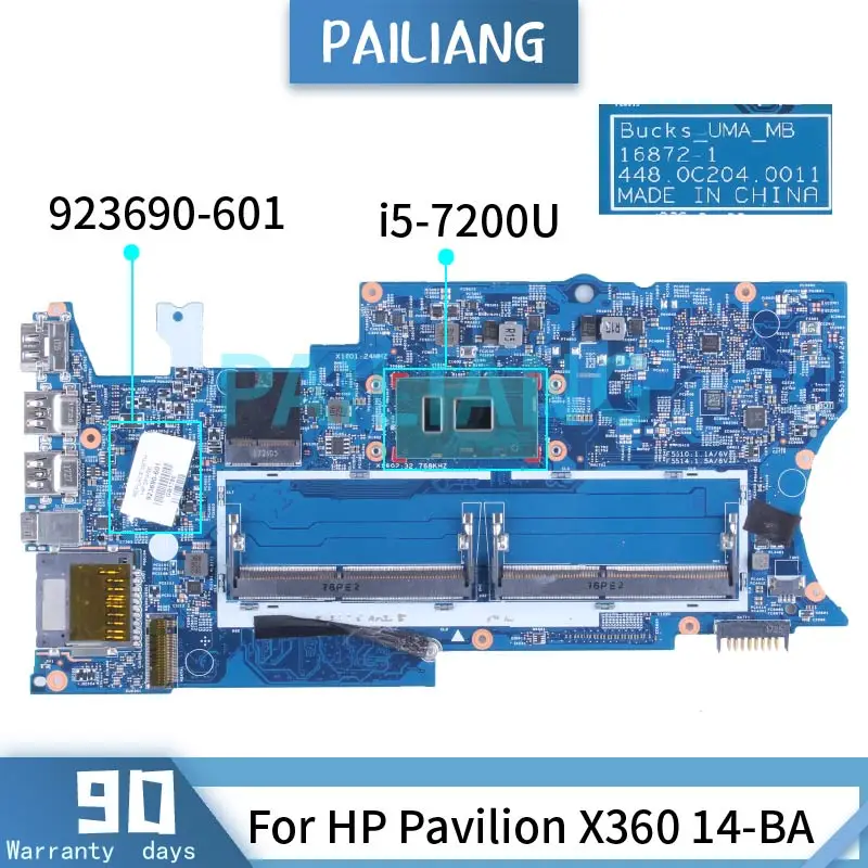 For HP Pavilion X360 14-BA 3.10 GHz Laptop Motherboard 923690-601 16872 ...