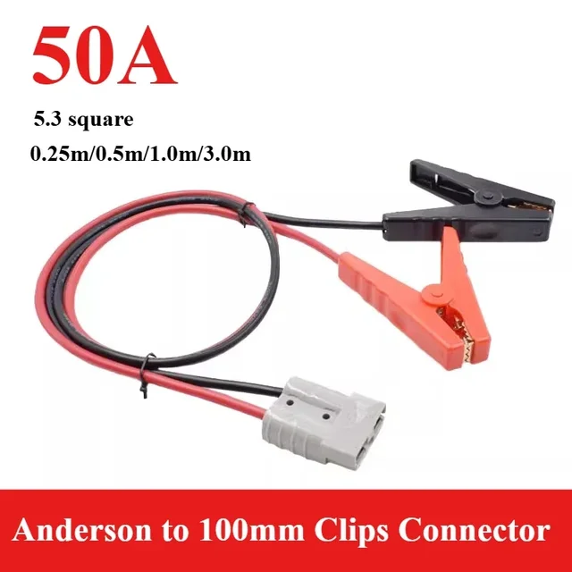 Anderson Connector 50 Amp 10AWG Anderson To Alligator Clip Cable - 50A ...