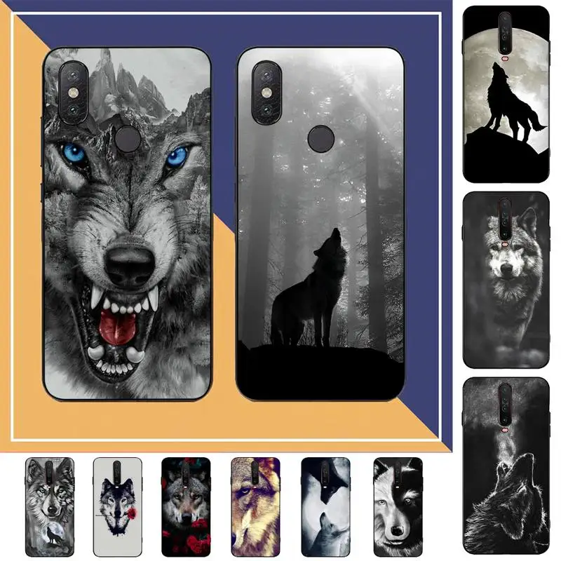 Funda de teléfono con estampado de lobo negro para Redmi Note 8, 7, 9 ...