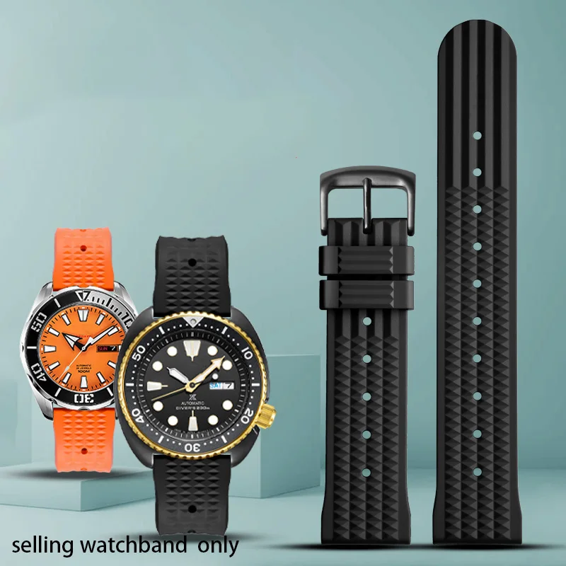 Watch Band for Seiko Canned Abalone Red Teeth Water Ghost No. 5 Rubber ...