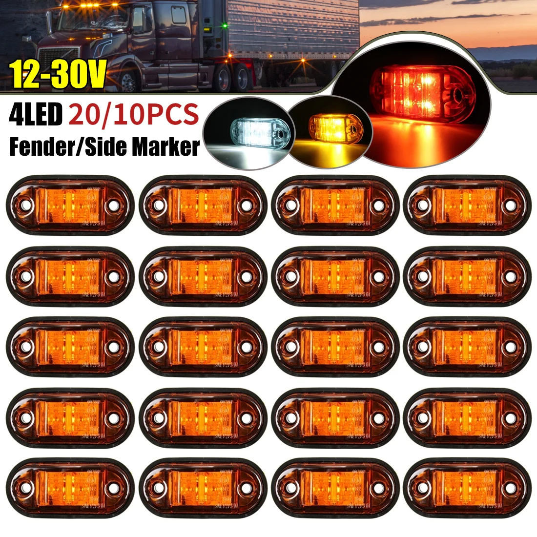 LED-Side-Marker-Lights-Oval-Front-Rear-Clearance-Lights-Indicator-Lamp ...