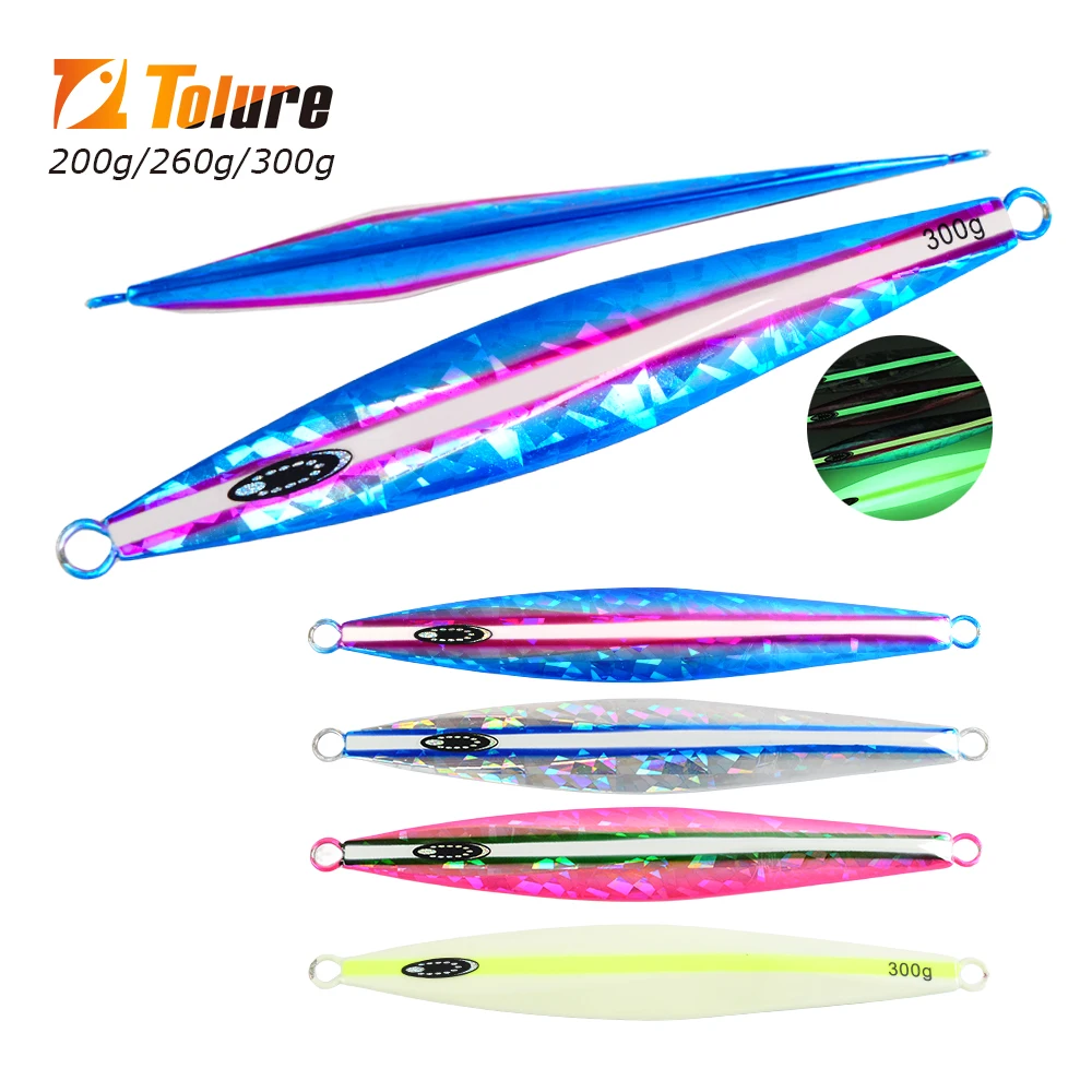 TOLU NEW Slow Sinking Metal Jig 200g 260g 300g Long Casting Slow Sinking Fall Jigs Saltwater ...