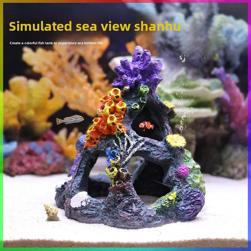 SYSENCIAGA Colorful Resin Coral Reef Decor,Artificial Rock&Shells ...