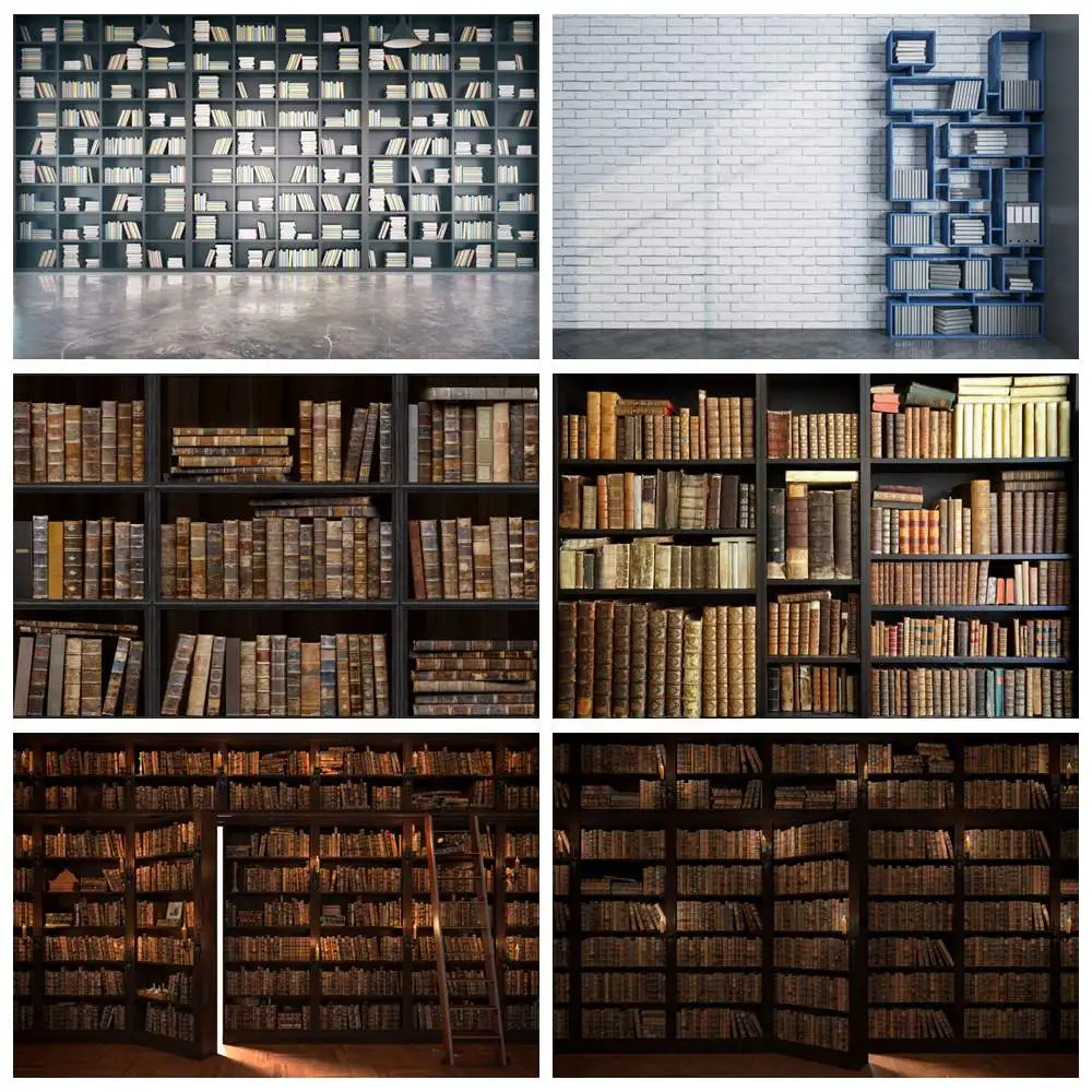 Library Photography Background | Bookshelf Photography Backdrop ...