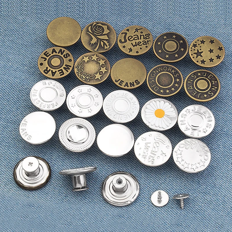 5Pcs-Vintage-Round-Brass-Buttons-For-DIY-Jeans-Clothing-Sewing-Buttons ...