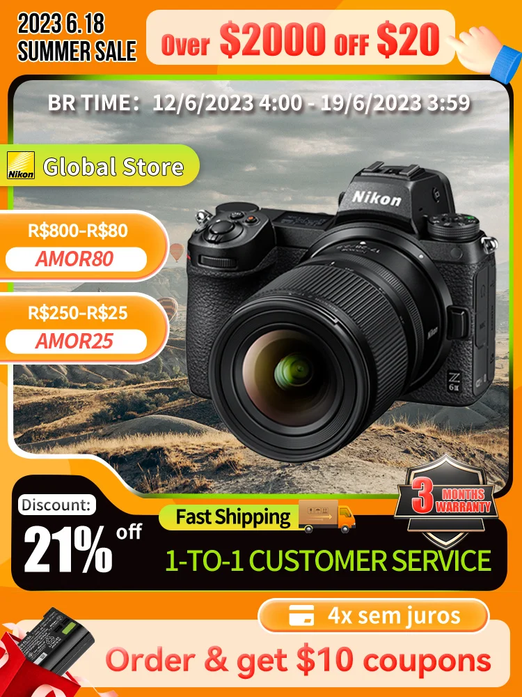 Nikon Z6 Ii Z6 Mark Ii Fx Quadro Completo Câmera Sem Espelho Hd Viagem ...