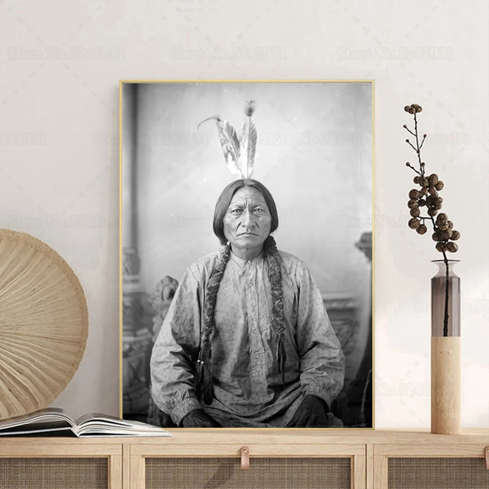 Sitting-Bull-Portrait-Print-Poster-Indian-Chief-Canvas-Painting-Black ...
