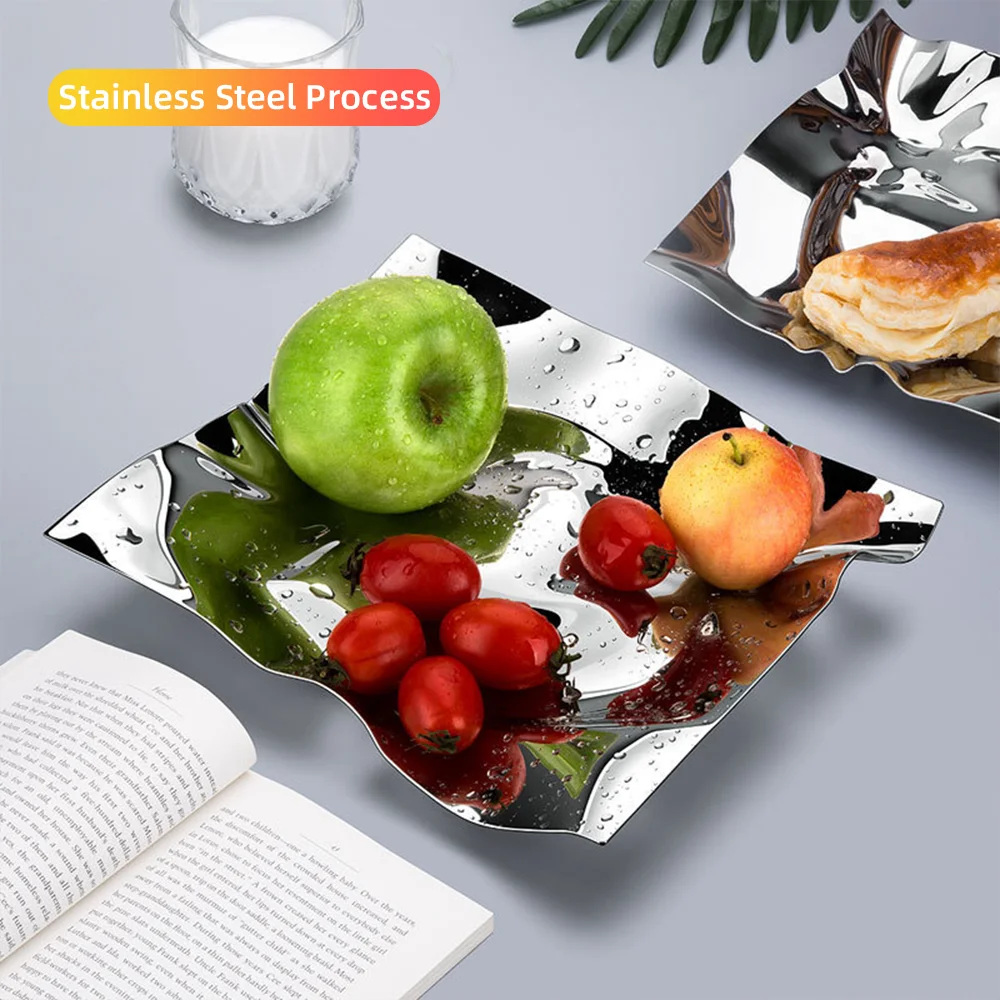 Creative-Fruit-Plate-Stainless-Steel-High-end-Light-Luxury-Fruit-Plate ...