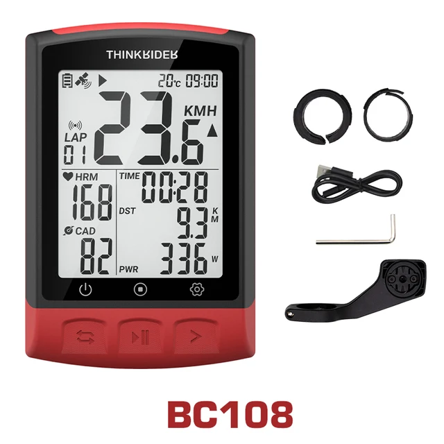 ThinkRider BC108 GPS Smart Bike Computer ANT+ BLE Powermeter IPX7 ...