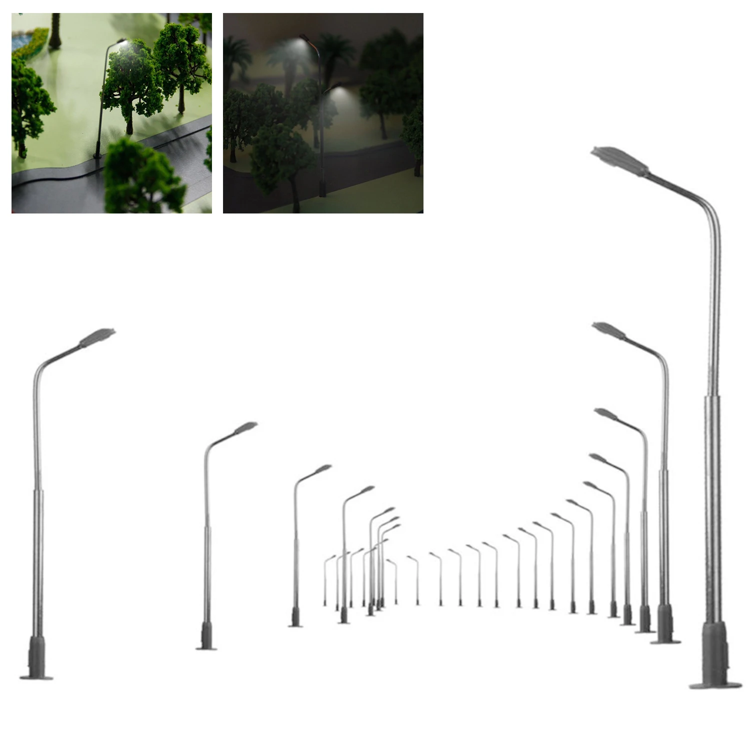 10pcs-1-150-Model-Railway-Train-Lamp-Post-Street-Advertising-Lights-3V ...
