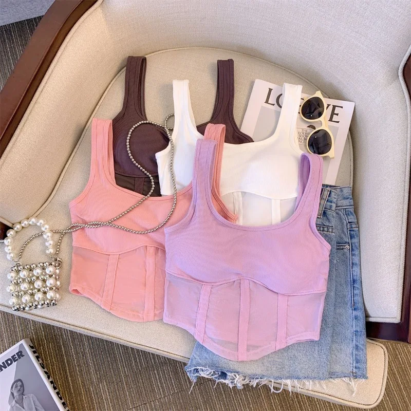 Tank-Top-for-Woman-Off-Shoulder-Sleeveless-Korean-Fashion-Tops-Women ...