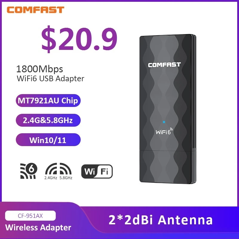 Comfast Wifi 6 Wireless Adapter 1800mbps High Speed Usb3.0 Network Card ...