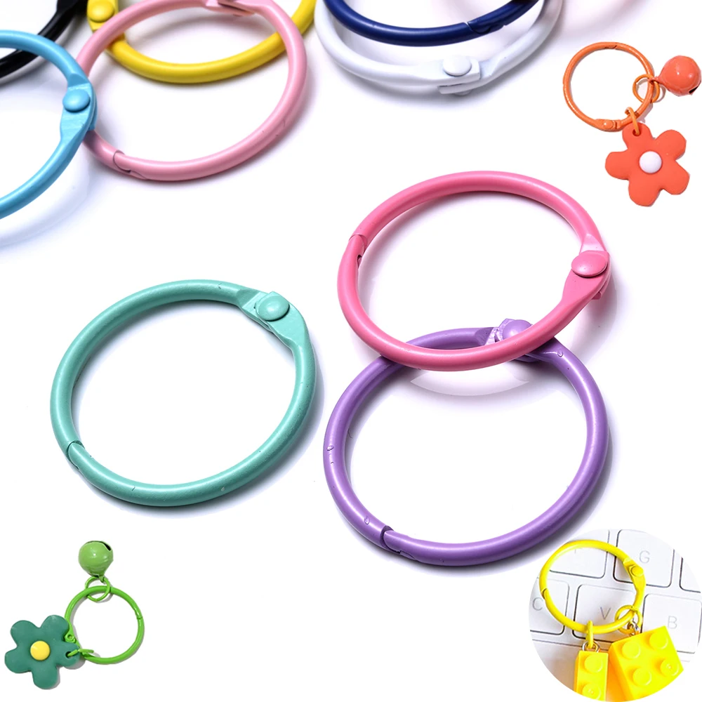 10pcs/Bag Round Metal Colorful Alloy Card Ring Key Binder 25 30 41mm ...