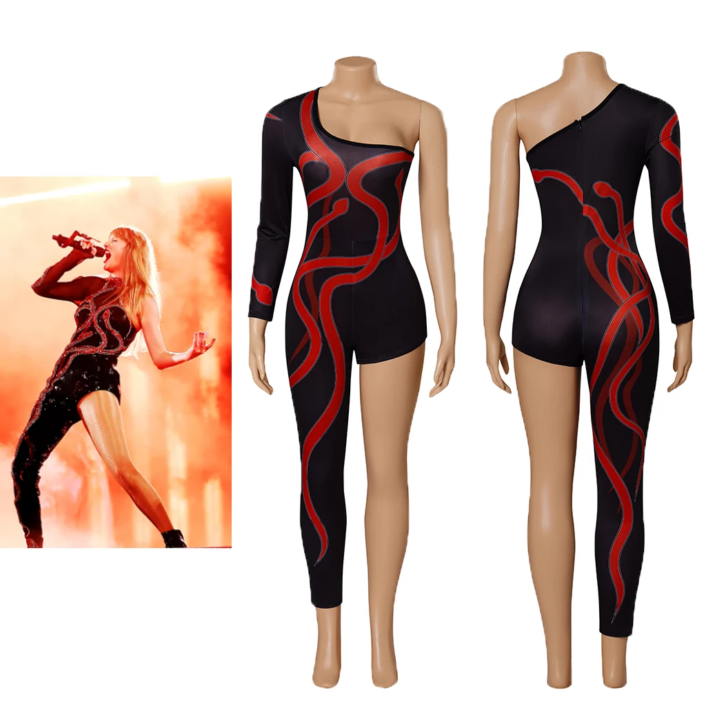 Taylor-Cosplay-Swift-Eras-Tour-Costume-Sexy-Black-One-legged-Jumpsuit ...