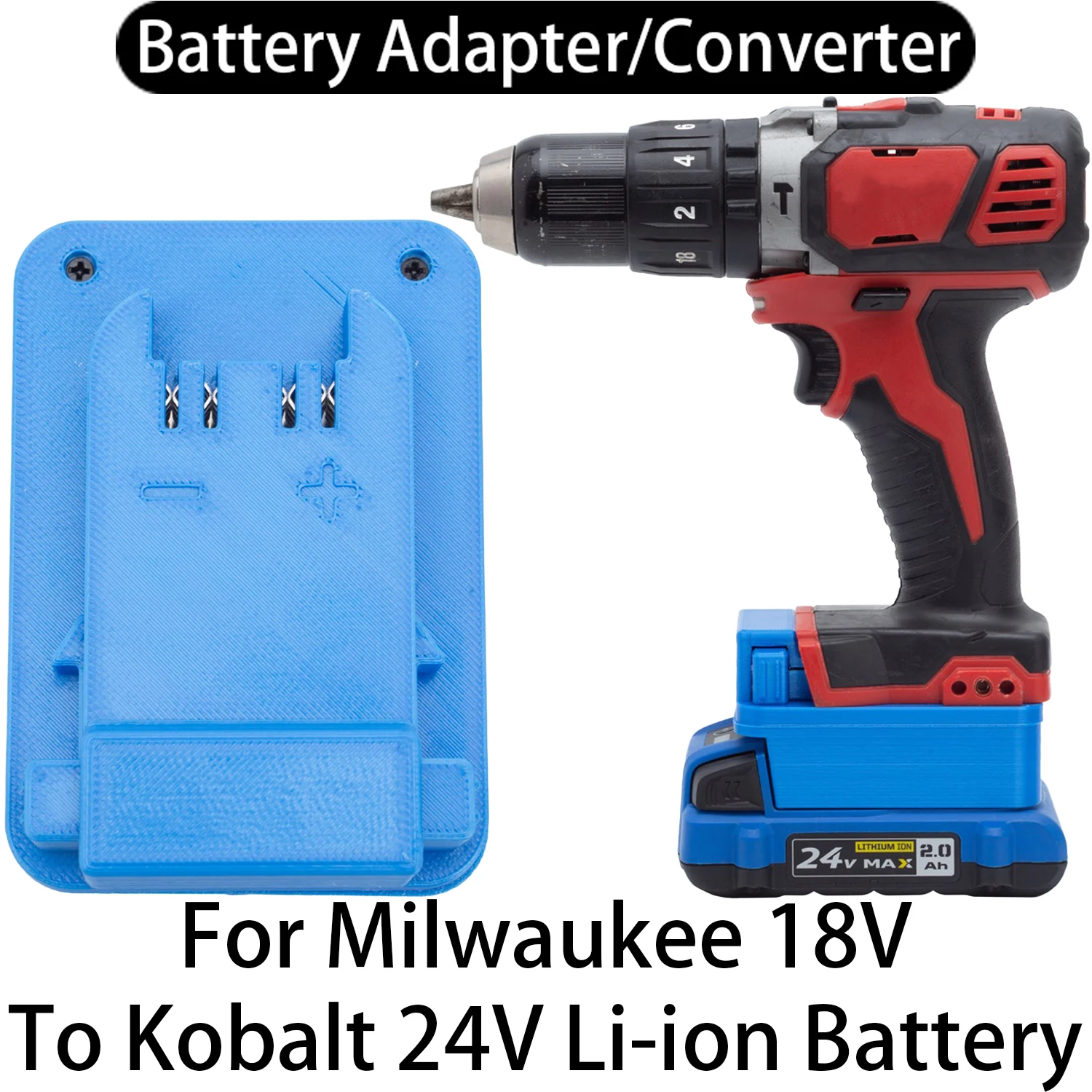 Battery Adapter Converter For Milwaukee 18V Li-ion Tools To Kobalt 24V ...