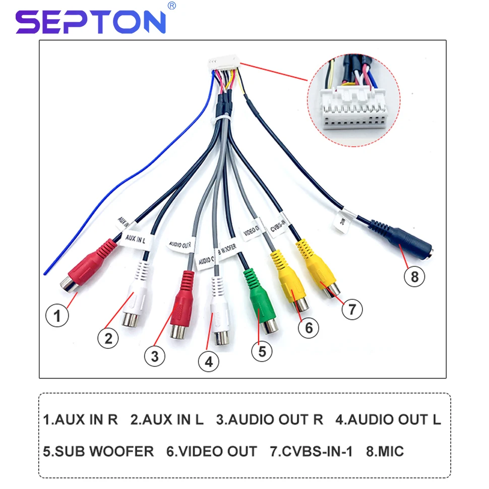 20-Pin-Universal-RCA-Cable-Adapter-Wiring-Connector-Wire-Harness-for ...