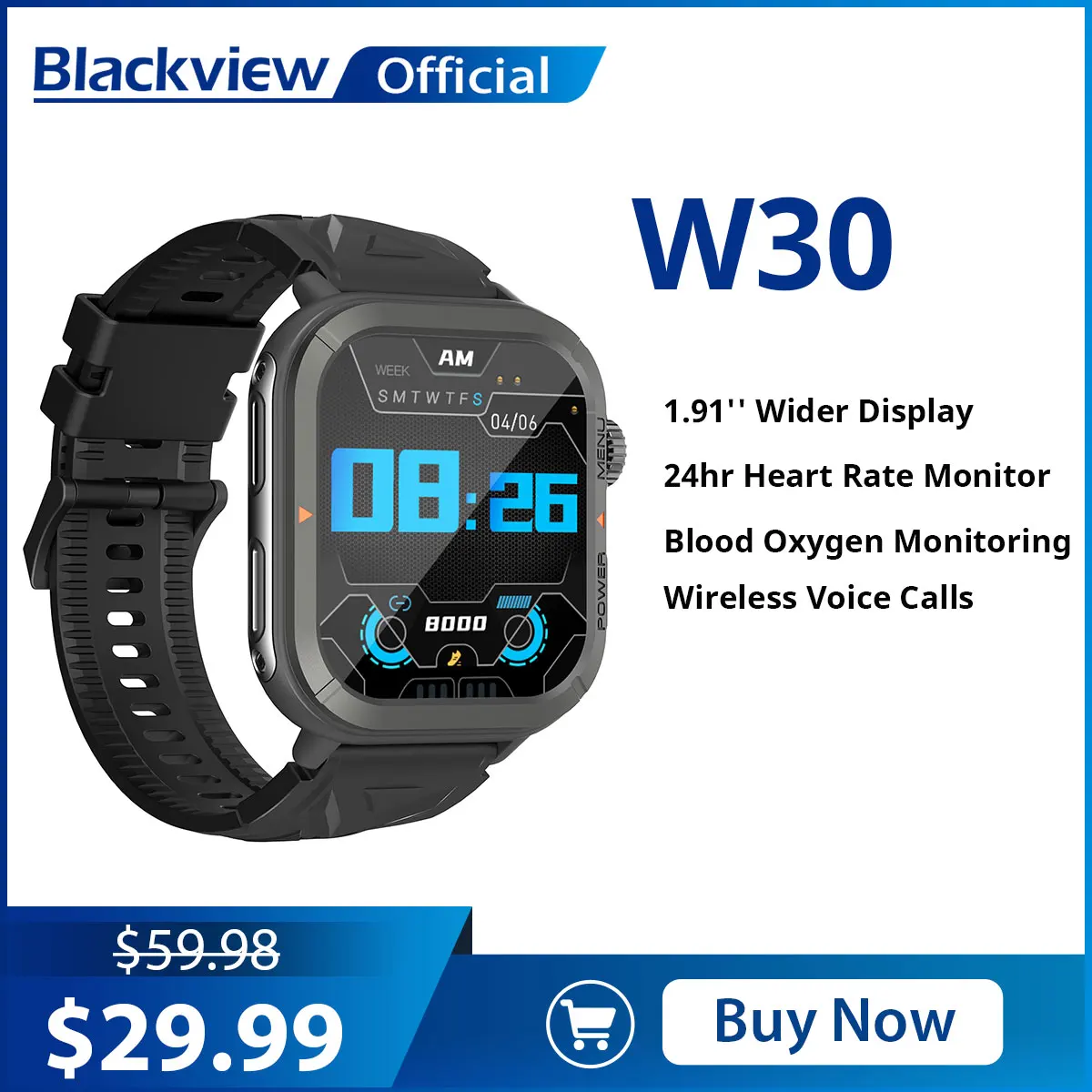 Blackview W30 Waterproof Smart Watch New Version Men Women Health and ...