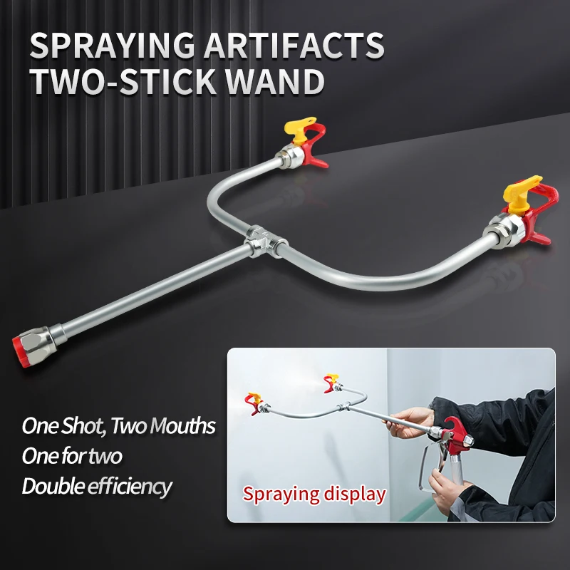 Airless-Paint-Spray-Gun-Extension-Pole-Double-Nozzle-Head-Painting-for ...