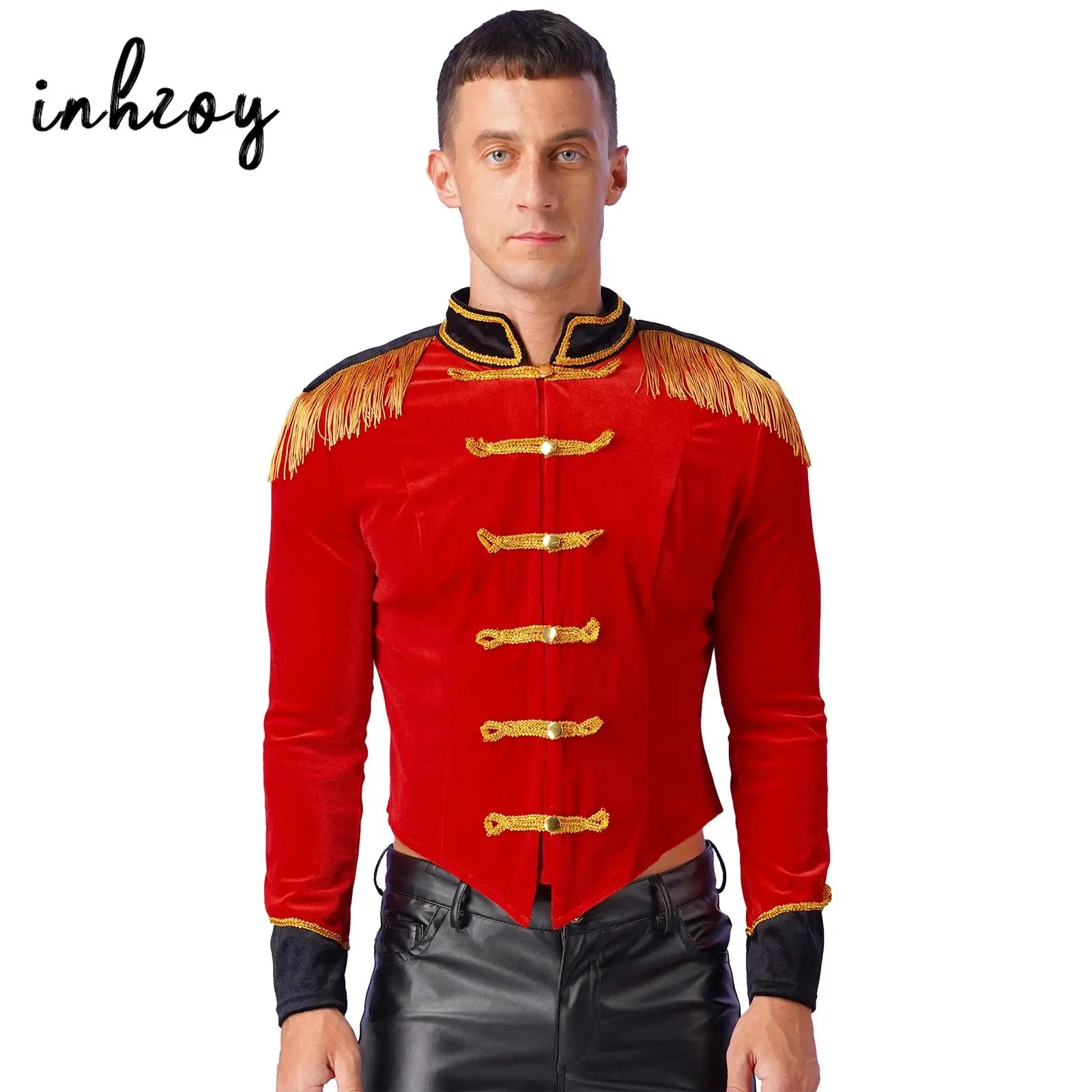 Homens circo ringmaster jaqueta showman traje franjas ombro placa ...