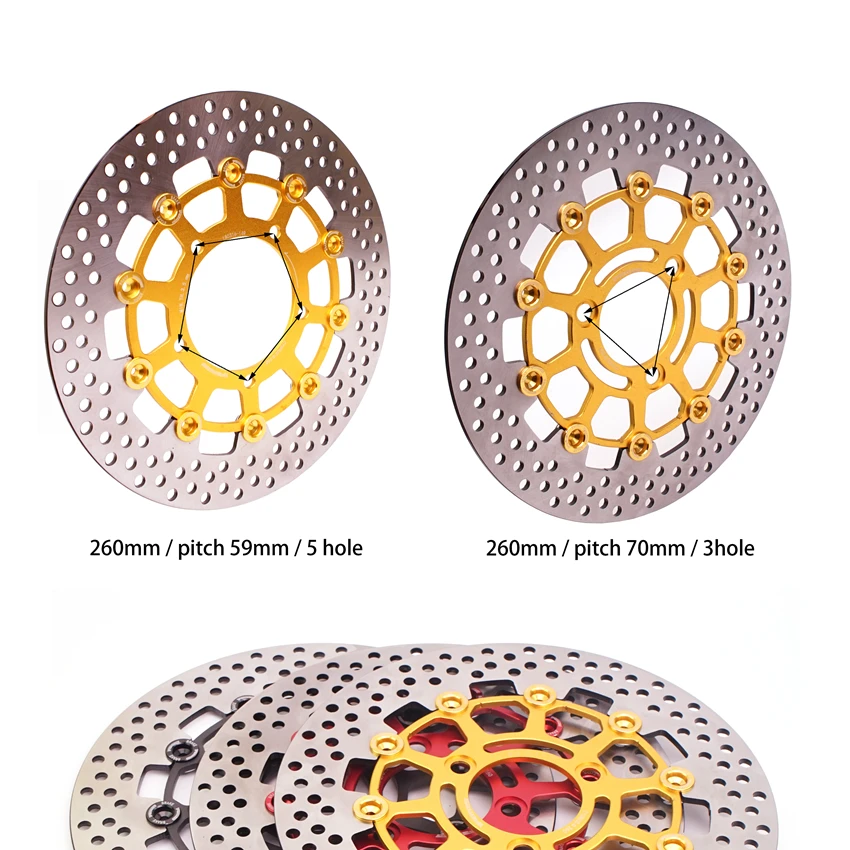 Brake-Disc-Rotor-Motorcycle-CNC-Aluminum-260mm-3-hole-5-hole-pitching ...