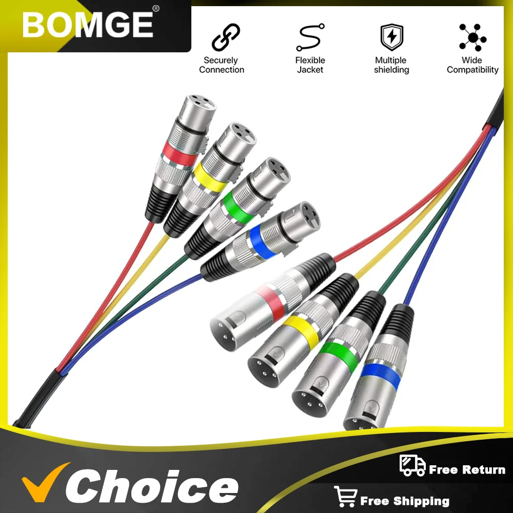 4-Channel Shielded Audio Cable XLR Male to XLR Female with Color-Marked ...