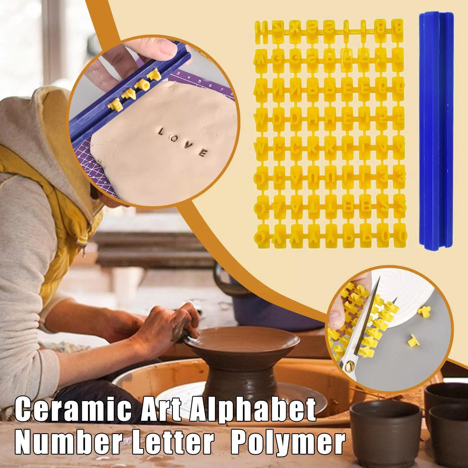 Ceramic Art Alphabet Number Letter Polymer Clay Presser Stamp Pottery ...