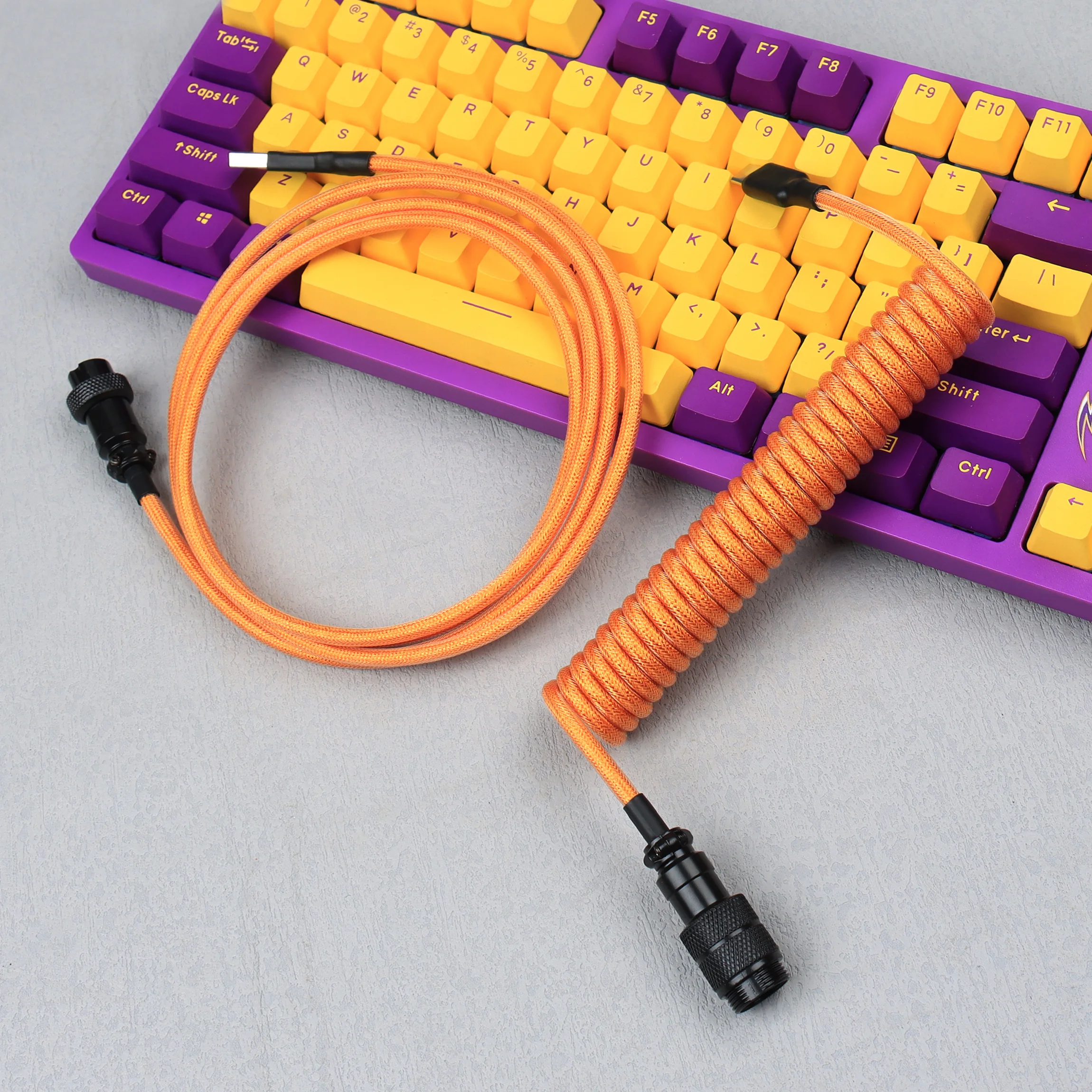 LANO,Spiral cable USB A to Type C double sleeve cable to mechanical ...