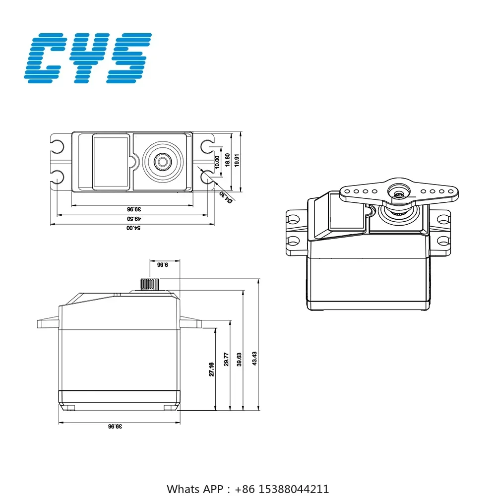 CYS-S0150 Digital Servo 15kg 0.17sec Speed Metal Gear Servo For Rc ...