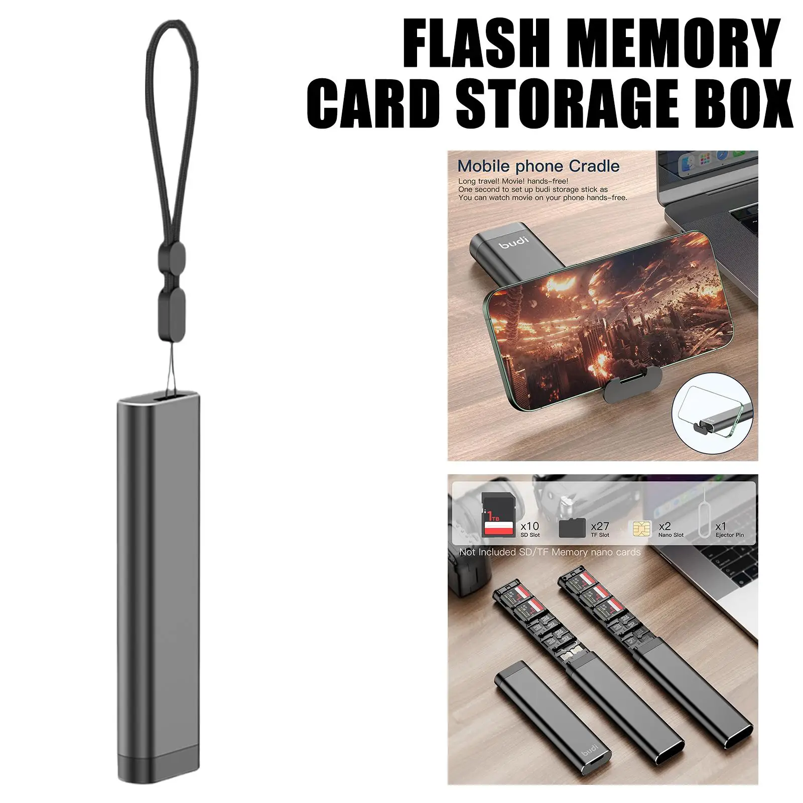 Budi Multi-functional Storage Stick Sdxc Sdhc Tf Sim Card Box Card ...