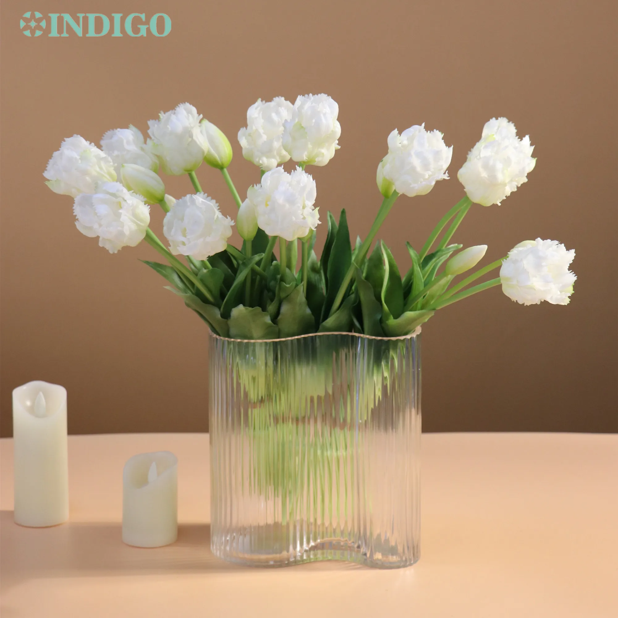 INDIGO-Silicone Parrot Tulip Bouquet, Multiple Petals, (3 Flowers + 2 ...