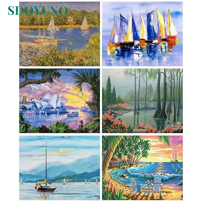 SDOYUNO-Paint-By-Number-Landscape-Drawing-On-Canvas-HandPainted ...