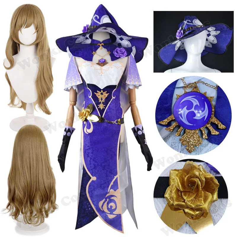 Lisa Cosplay Costume Dress Mondstadt Lisa Wig Party Impact Costumes ...